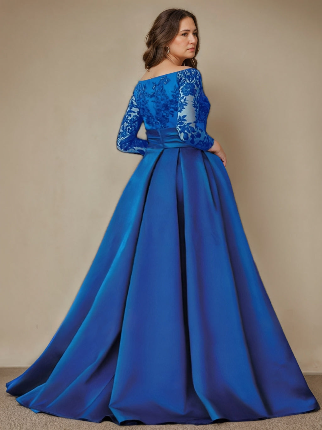 A-Line/Princess Off-the-Shoulder 3/4 Length Sleeves Floor-Length Mother ...