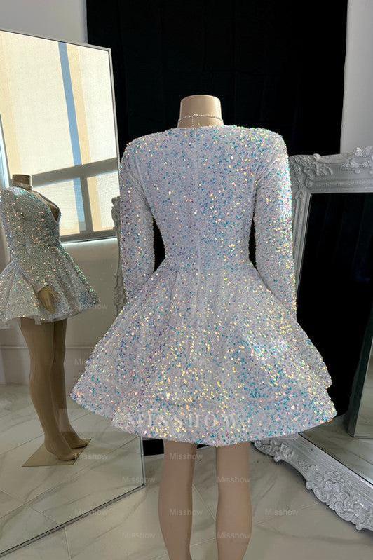 Amazing V-neck A-line Mini Prom Dress With Beading – misshow.com