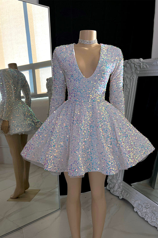 Amazing V-neck A-line Mini Prom Dress With Beading – misshow.com