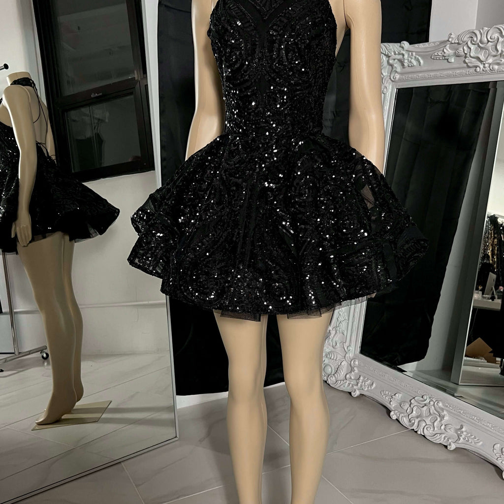 Charming High-neck Sleeveless MIni Prom Dress With Beading – misshow.com